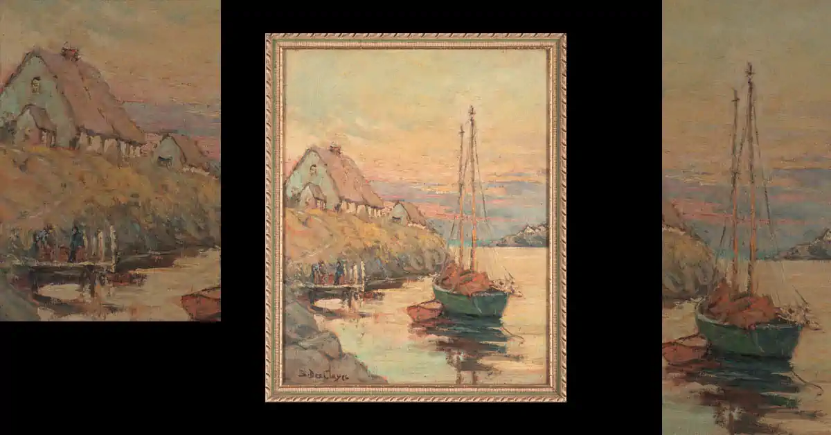 Berthe Des Clayes Oil Painting 'Blue Rocks Harbour - Nova Scotia'