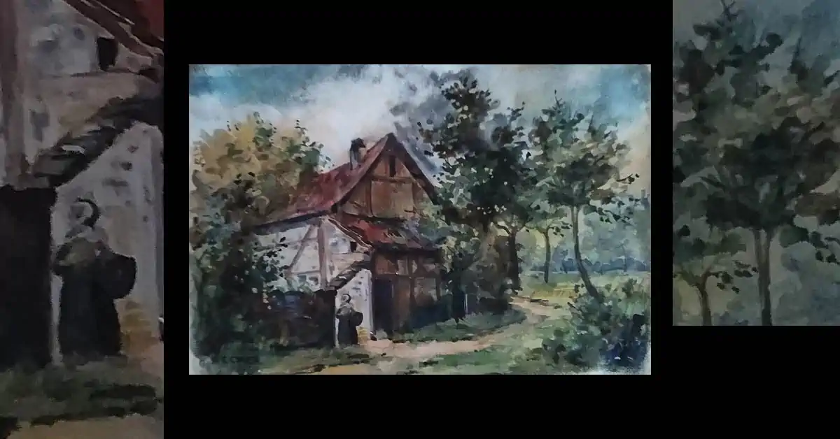 'Cottage' Watercolour by Harry Becker