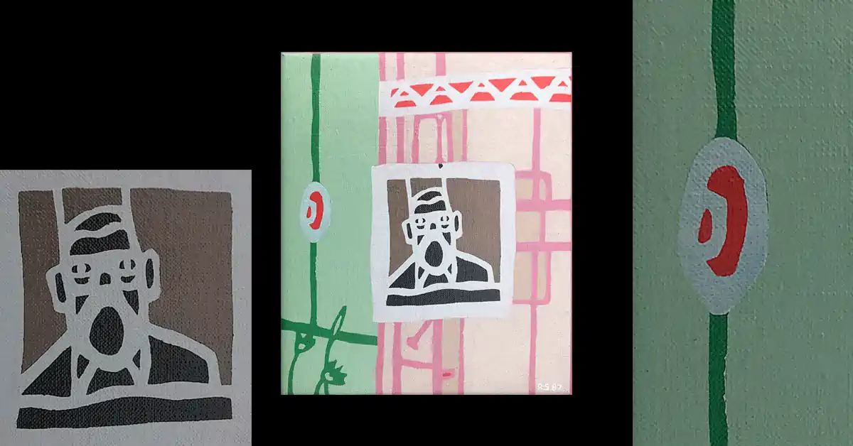 Ron Sims Acrylic on Canvas 'Self Portrait at Easel'