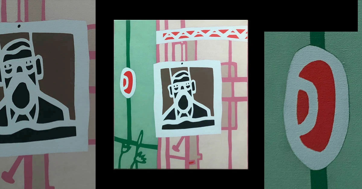 Large Ron Sims Acrylic on Canvas 'Self Portrait at Easel'